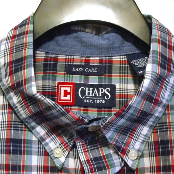 Chaps | Shirts | Chaps Ss Xl Easy Care Dark Blue Red Green Light Blue ...